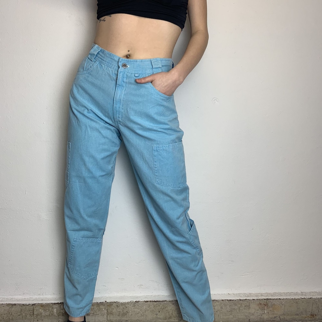 Vintage 80s uncle Sam Pants Light Blue Made in - Etsy