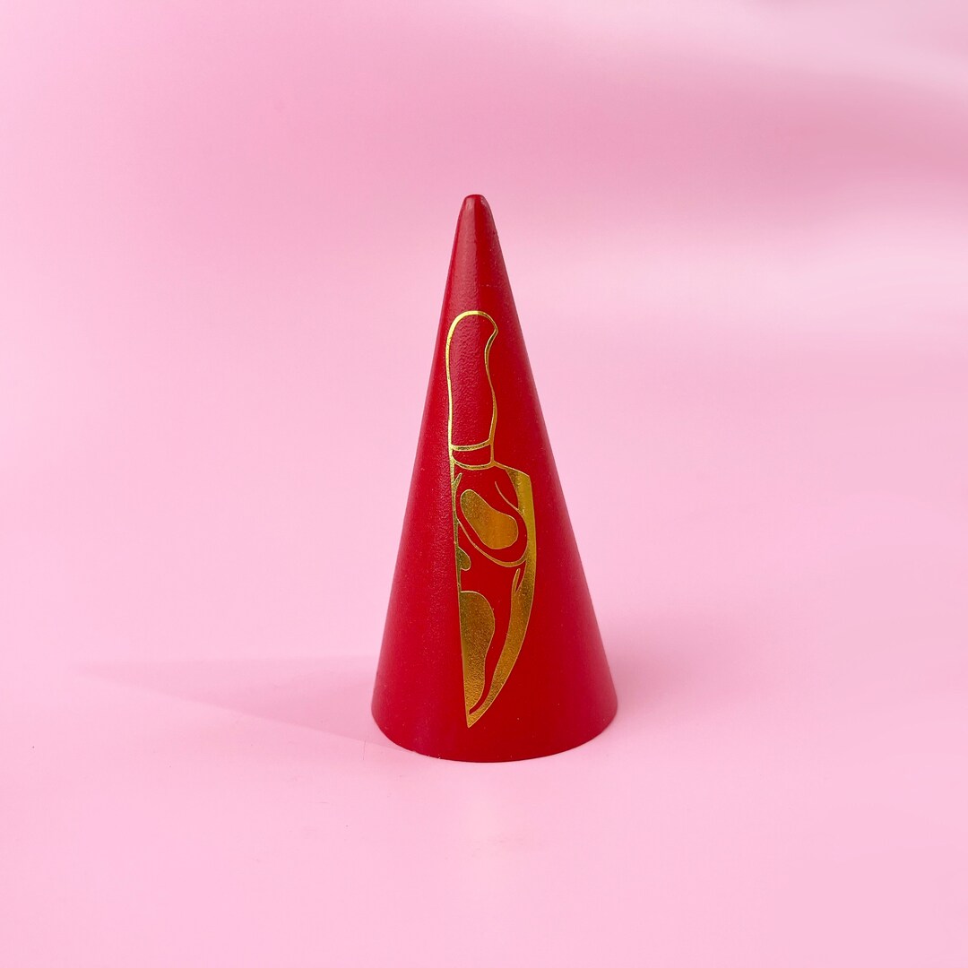 SCREAM Ring Cone Halloween Ghostface Knife Gold Stacker Holder ...