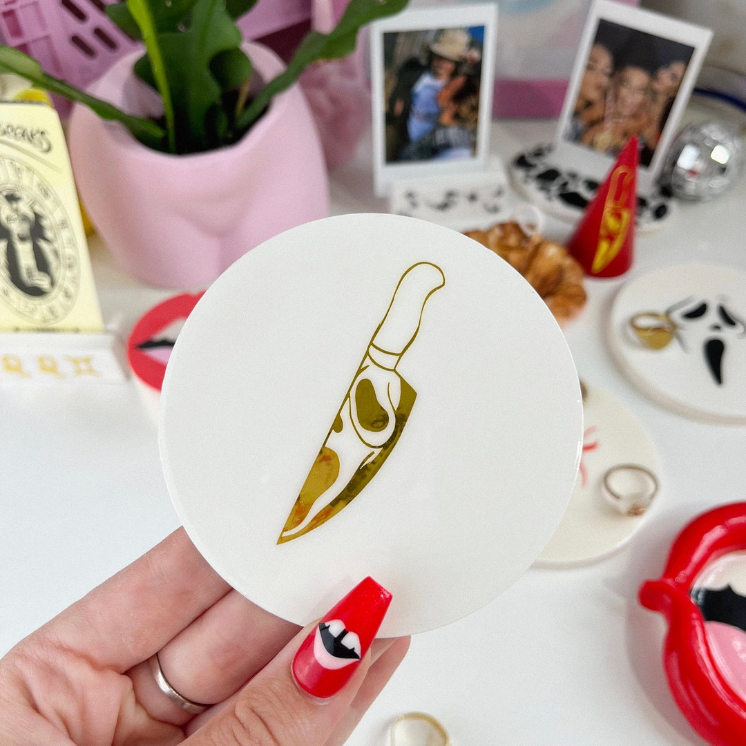 SCREAM Ghostface Knife Gold Shiny Trinket Dish Coaster Candle Dish ...