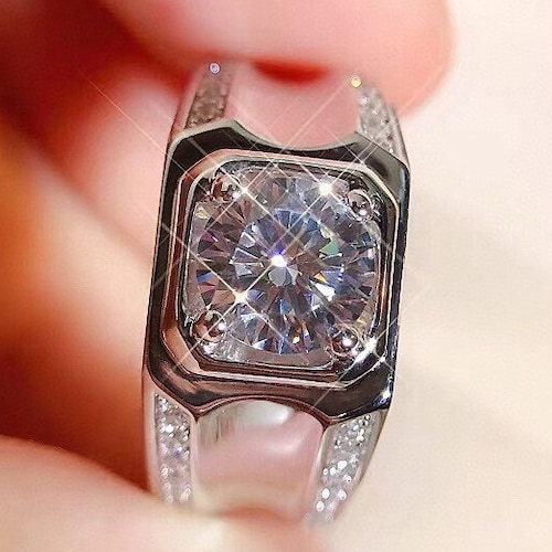 Gorgeous & Luxury Moissanite Ring for Men 1ct 2ct D Color VVS - Etsy
