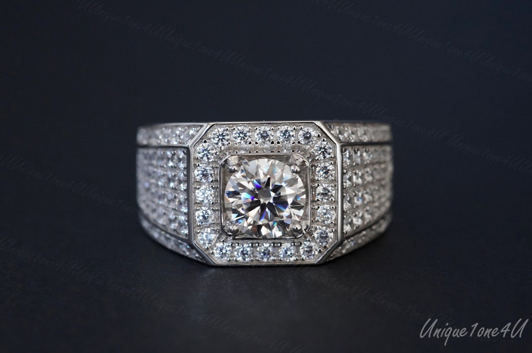 Luxury & Gorgeous Moissanite Ring for Men 1ct 2ct 3ct 5ct D Color, Men ...
