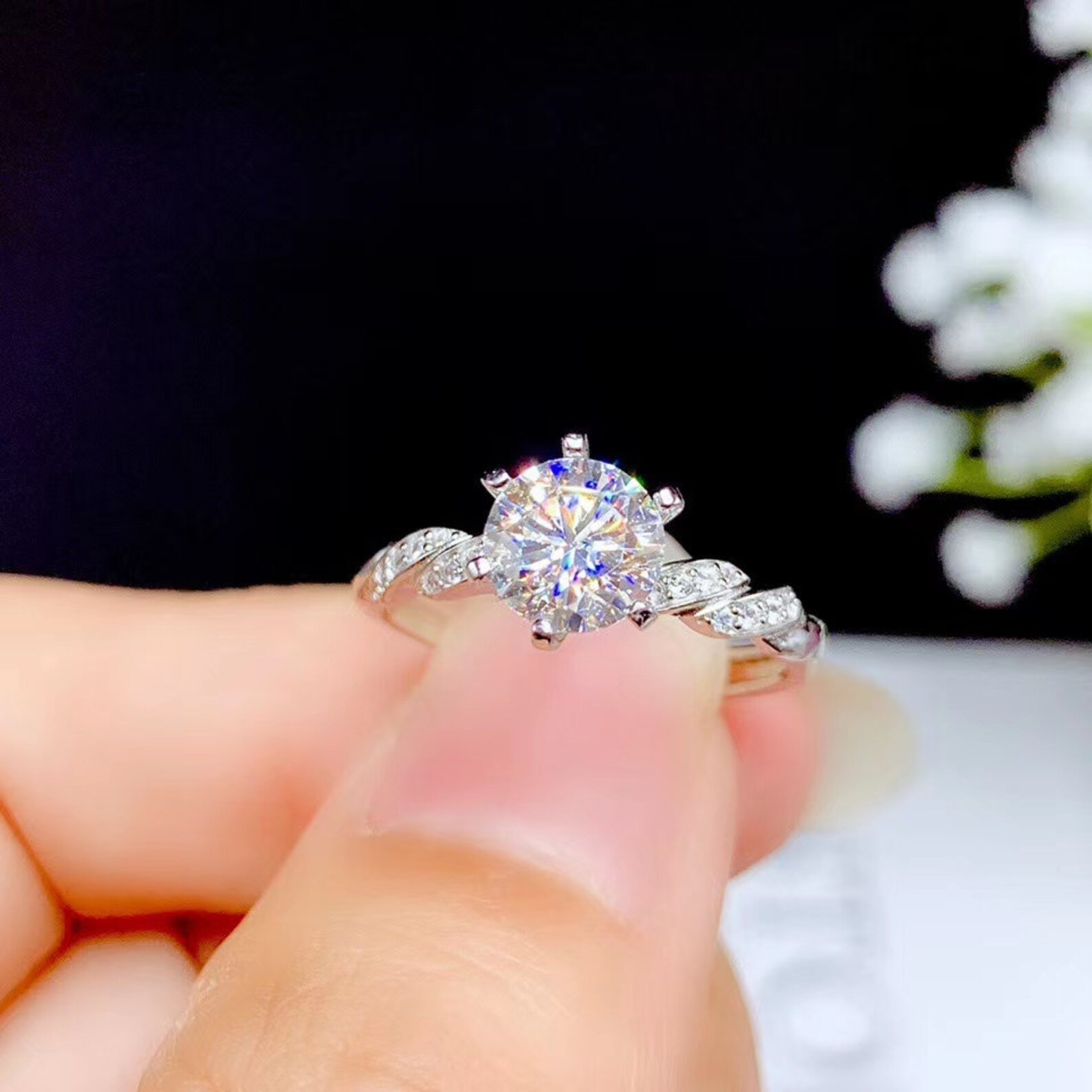 Gorgeous Moissanite Ring 1ct / 2ct D Color Sterling Silver - Etsy