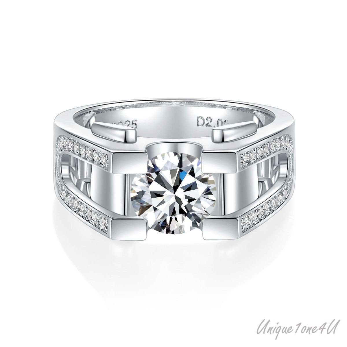 Luxury Moissanite Ring for Men 1ct 2ct D Color Brilliant - Etsy