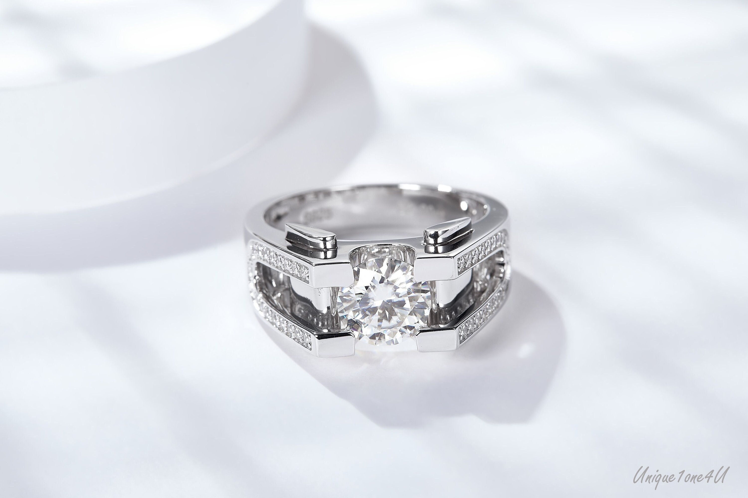 Luxury Moissanite Ring for Men 1ct 2ct D Color Brilliant - Etsy