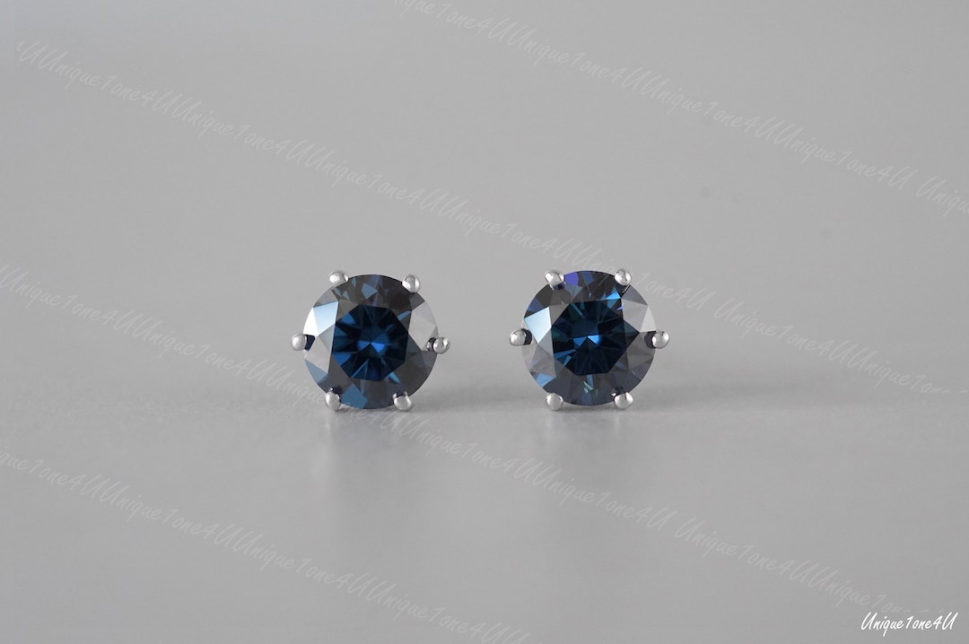 70%off Dainty & Gorgeous Real Royal Blue Moissanite Stud Earring 0.3ct ...