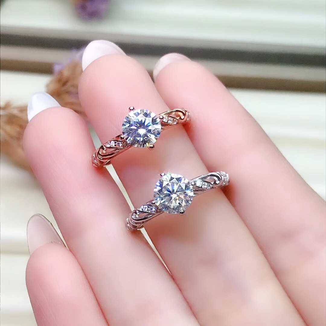 Dainty And Gorgeous Moissanite Ring 1ct D Color Vvs1 Sterling Etsy