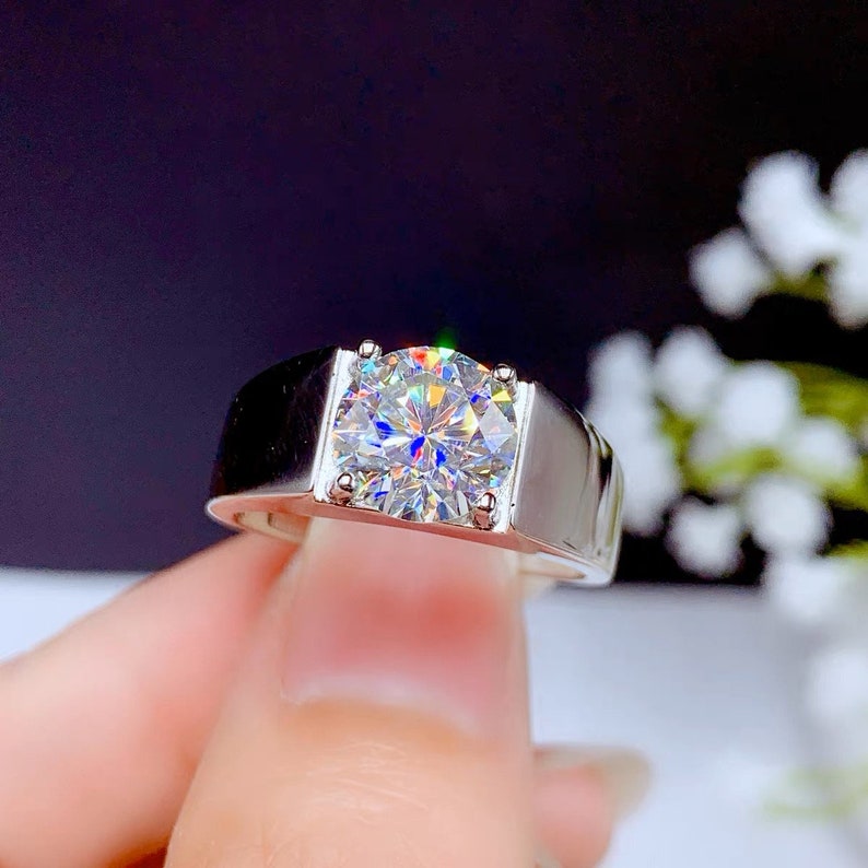 Simple & Gorgeous Moissanite Ring for Men 1ct 2ct 3ct D Color - Etsy