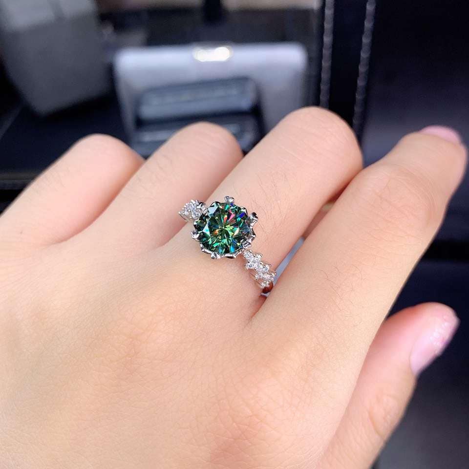 Gorgeous Green Moissanite Ring 1ct D Color Vvs1 Sterling Etsy Canada