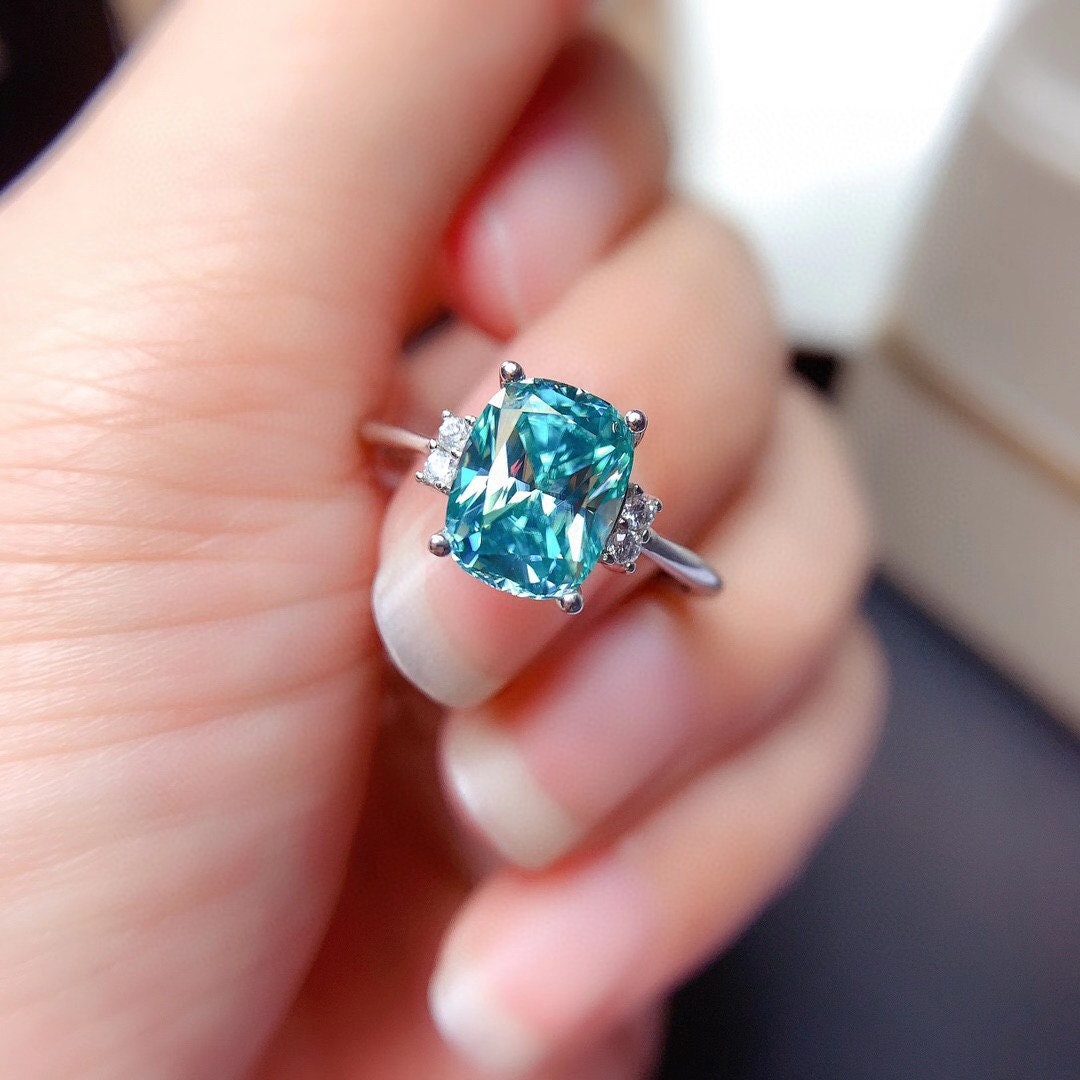 Luxury&Gorgeous Green Moissanite Ring 79mm 3ct D Color VVS1 | Etsy
