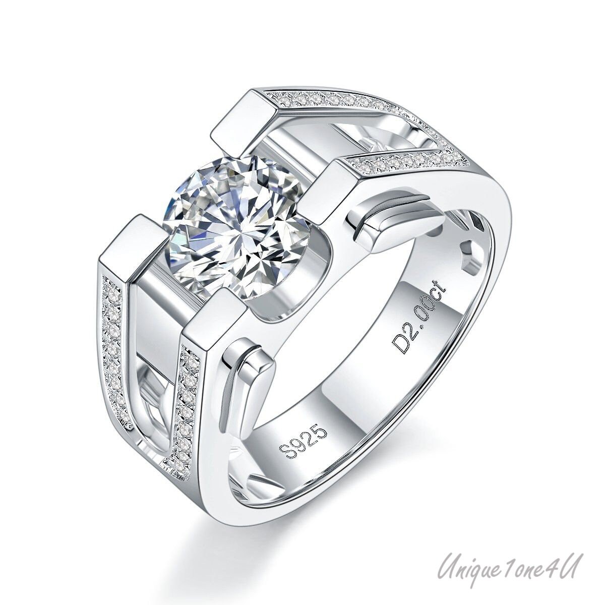 Luxury Moissanite Ring for Men 1ct 2ct D Color Brilliant - Etsy