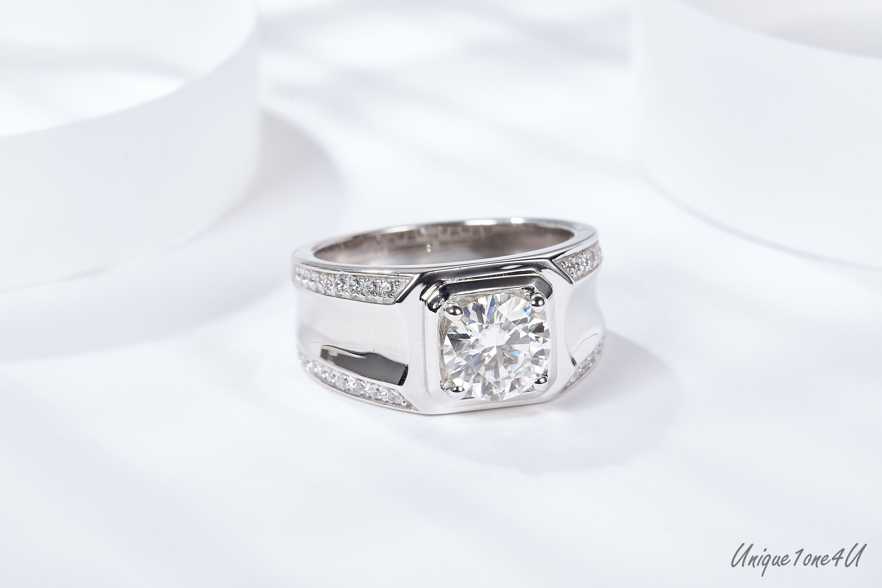 Gorgeous & Luxury Moissanite Ring for Men 1ct 2ct D Color VVS - Etsy