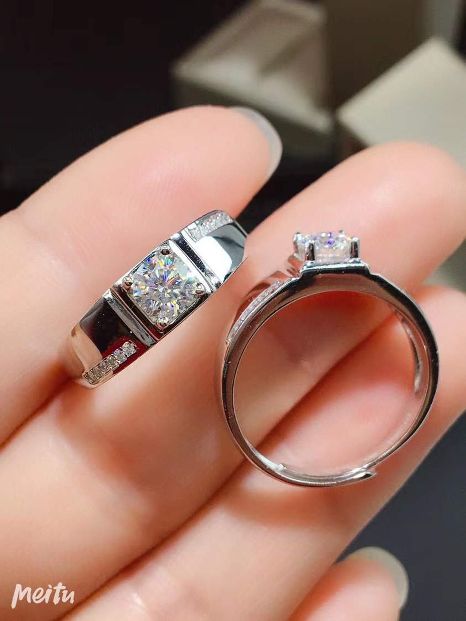 Gorgeous Moissanite Ring for Men 0.5ct D Color VVS Brilliant - Etsy