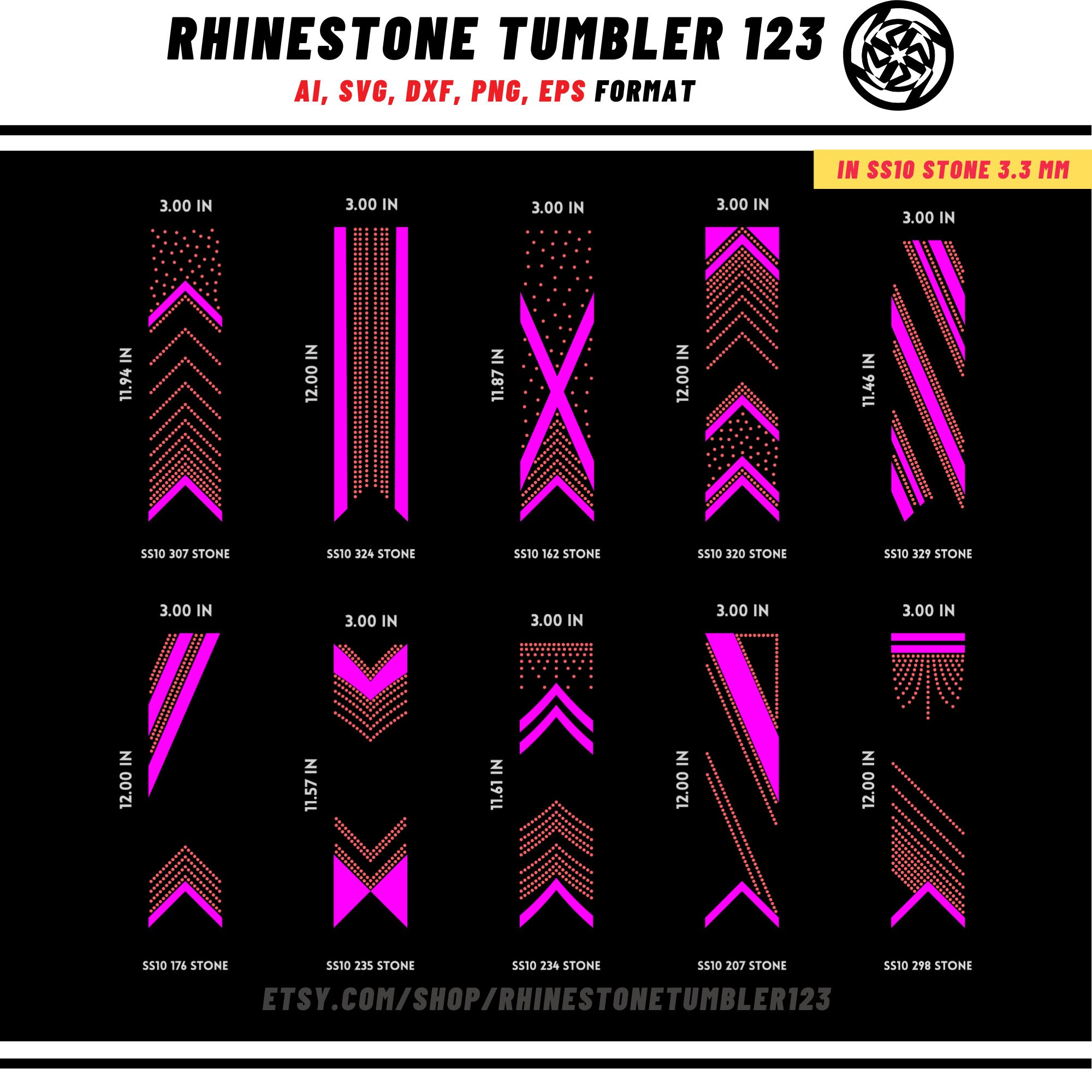 10 Cheer Bow Rhinestone Template With HTV, V Tail, 3 Inch Rhinestone ...