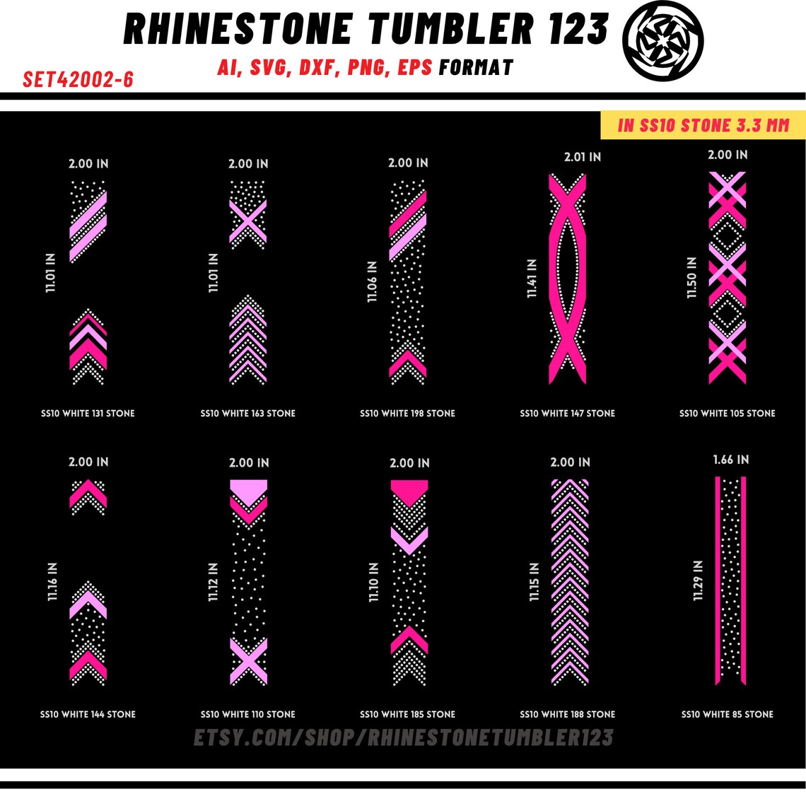 10 Cheer Bow Rhinestone Template With HTV, V Tail, 2 Inch Rhinestone ...