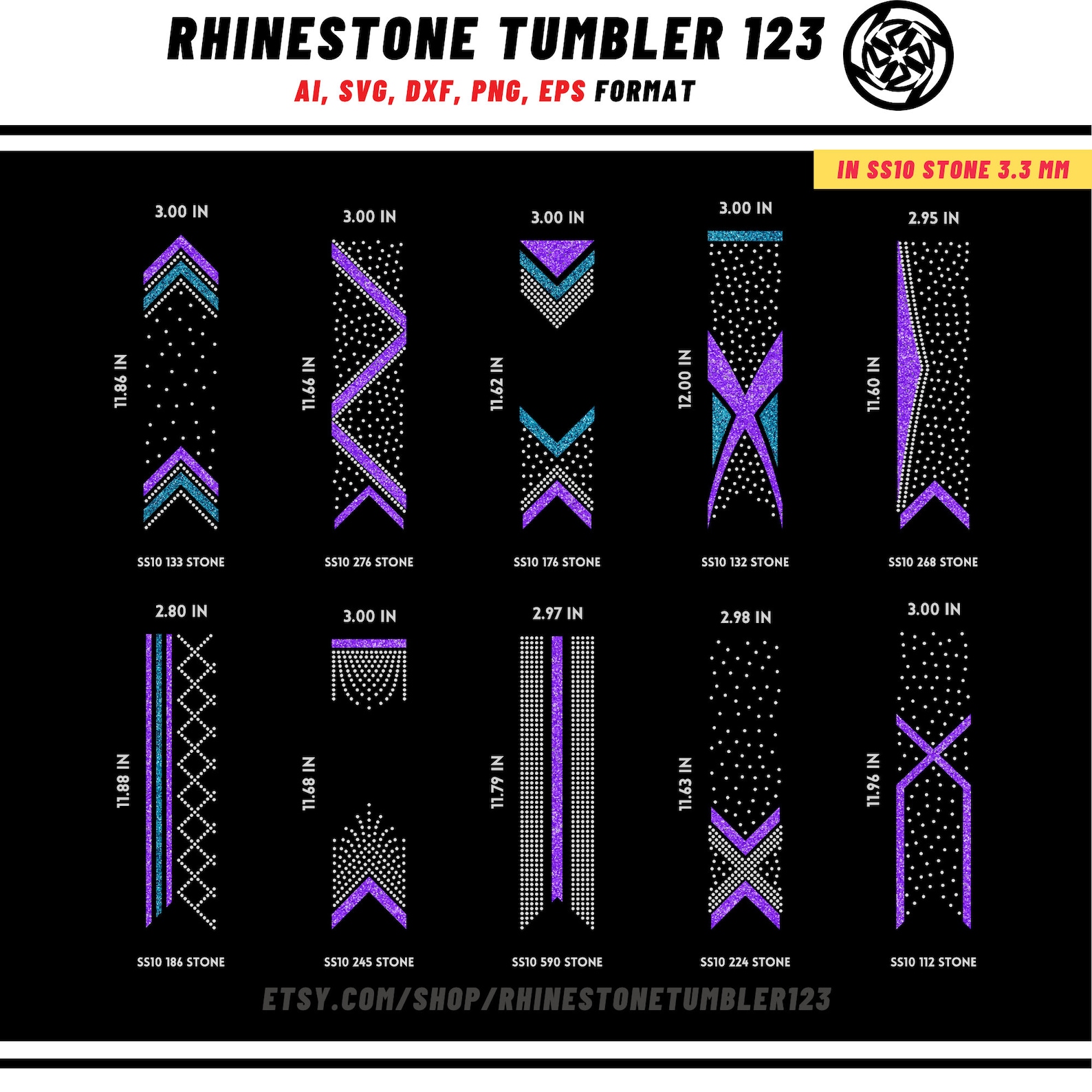 10 Cheer Bow Rhinestone Template With HTV, V Tail, 3 Inch Rhinestone ...