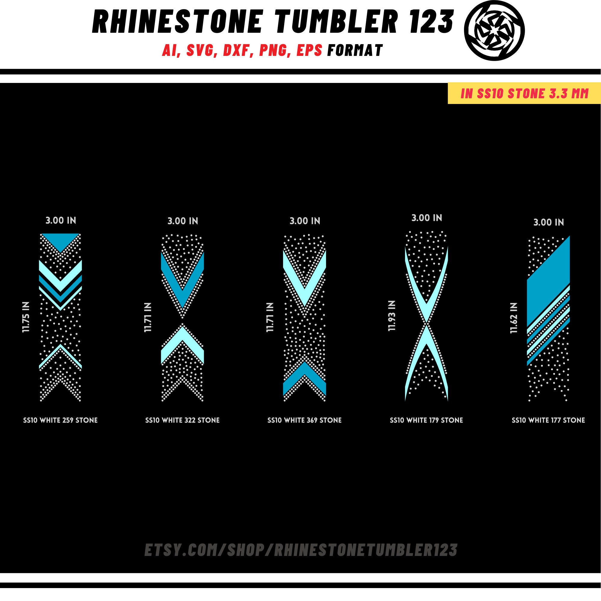 10 Cheer Bow Rhinestone Template With HTV, V Tail, 3 Inch Rhinestone ...