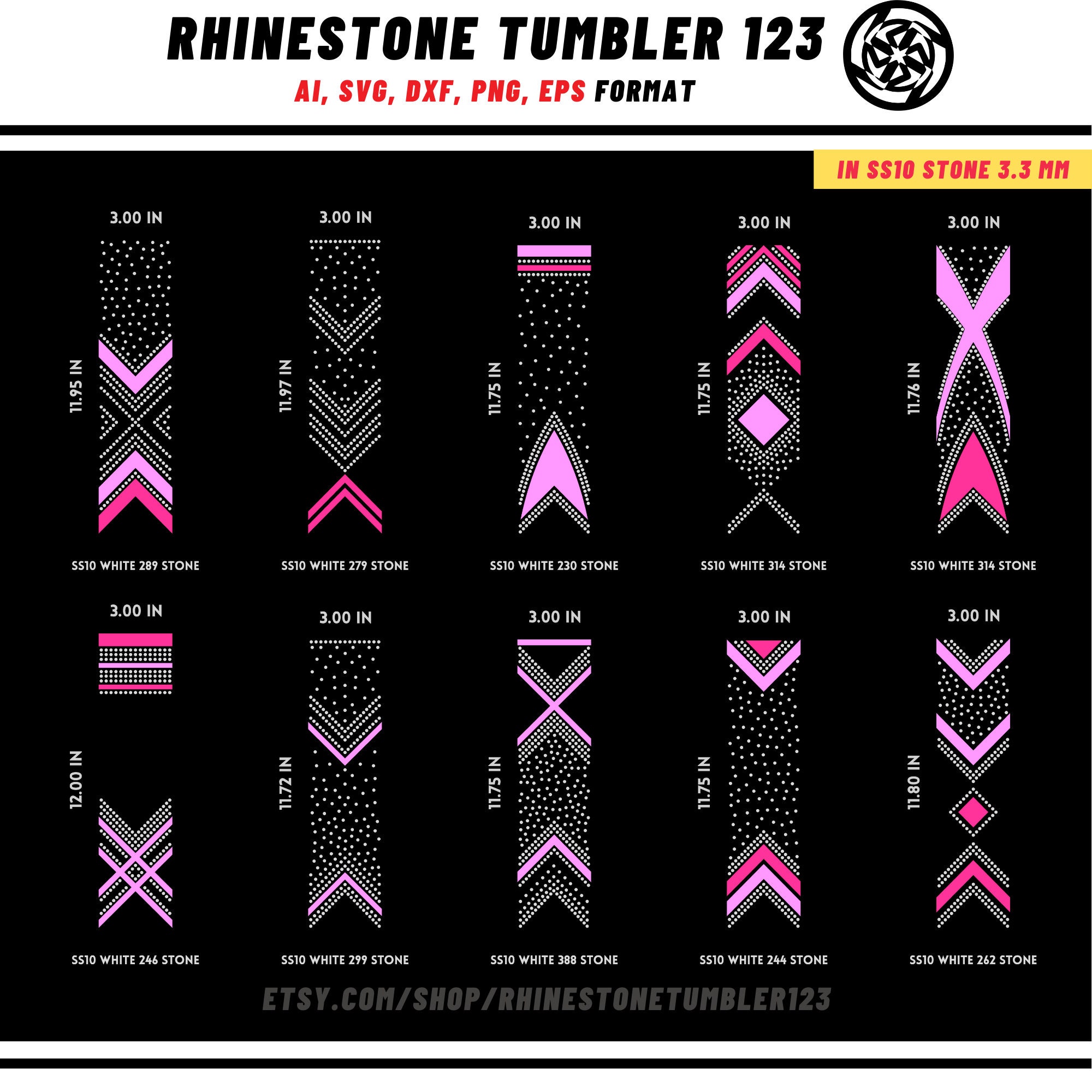 10 Cheer Bow Rhinestone Template With HTV, V Tail, 3 Inch Rhinestone ...