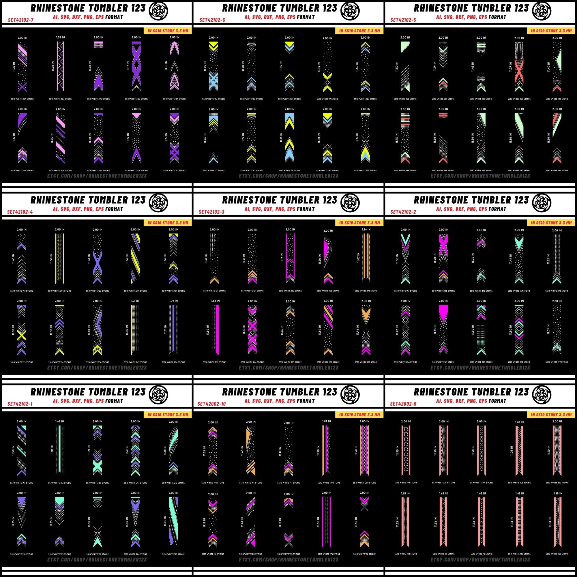 BUNDLE 730 Cheer Bow Rhinestone Template With HTV, V Tail, 2 Inch ...