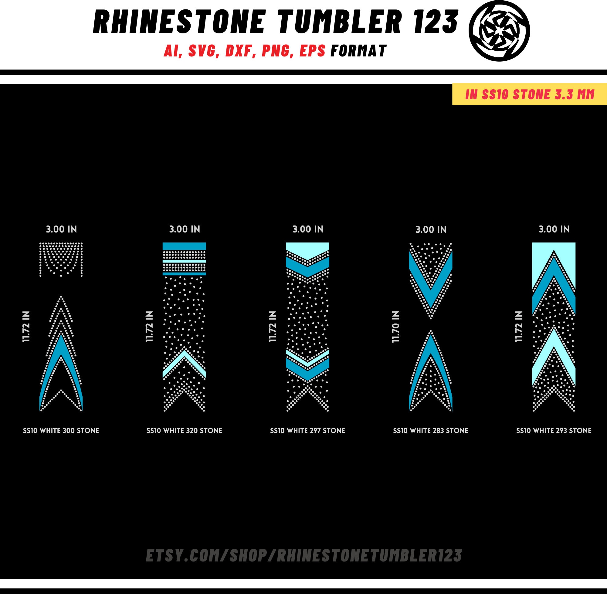 10 Cheer Bow Rhinestone Template With HTV, V Tail, 3 Inch Rhinestone ...