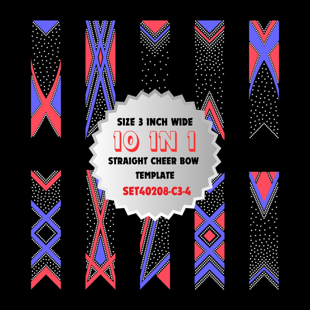 SET40208-C3-4, Cheer Bow Rhinestone Template Bundle 10 in 1, 3