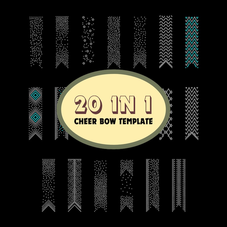 20 Cheer Bow Rhinestone Template, V Tail, 3 Inch Rhinestone Digital ...