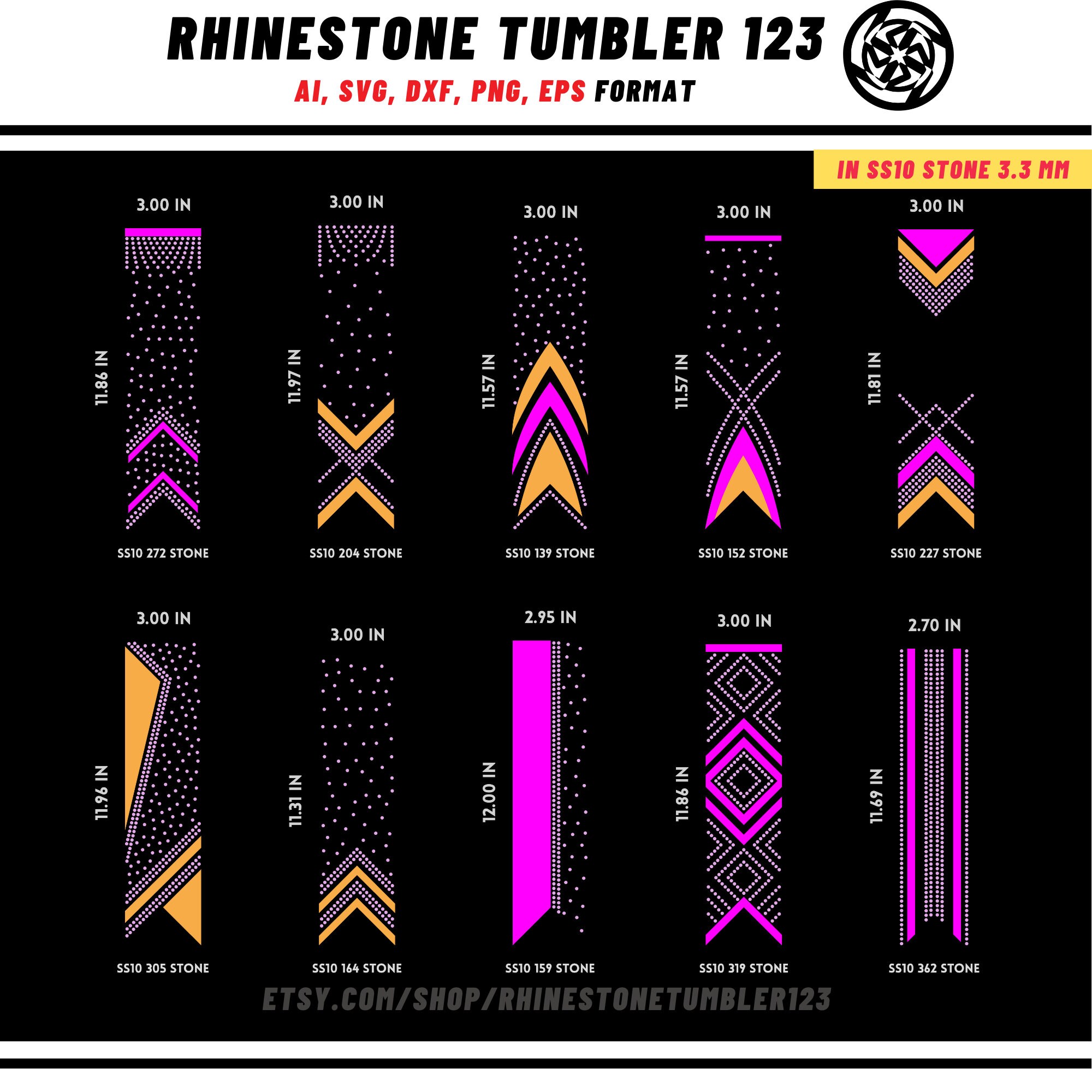 10 Cheer Bow Rhinestone Template With HTV, V Tail, 3 Inch Rhinestone ...