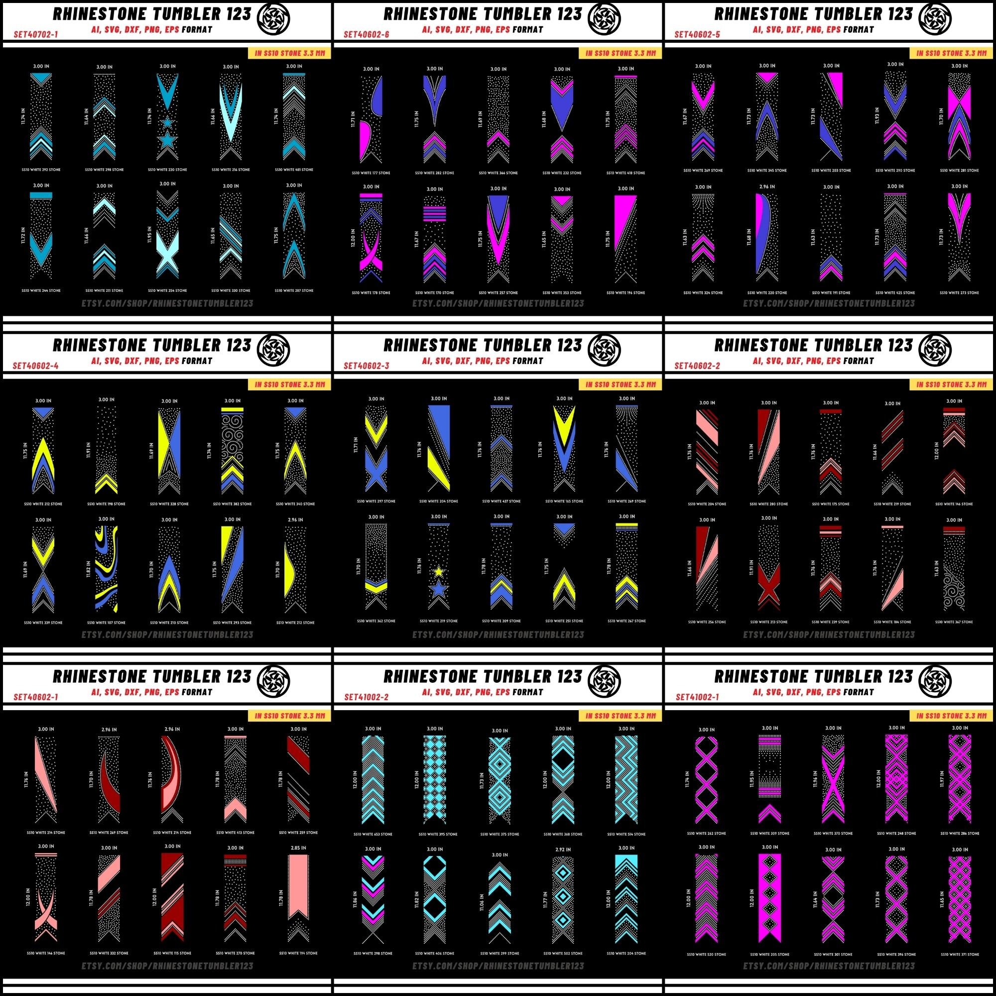 BUNDLE 720 Cheer Bow Rhinestone Template With HTV, V Tail, 3 Inch ...