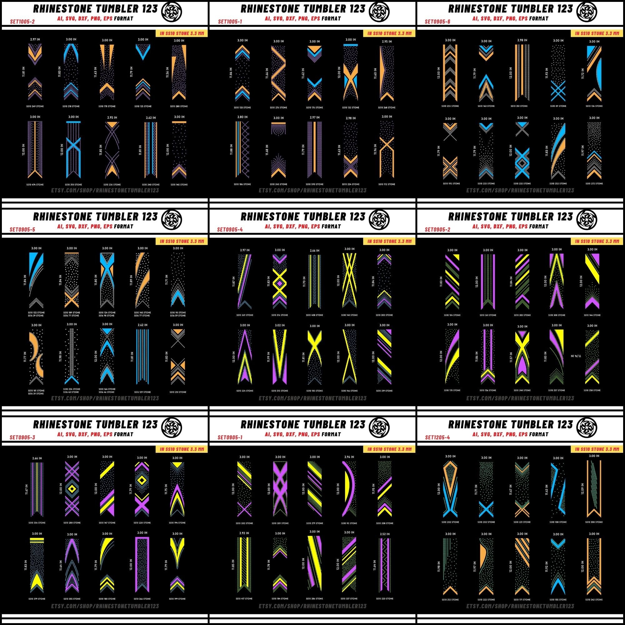 BUNDLE 720 Cheer Bow Rhinestone Template With HTV, V Tail, 3 Inch ...