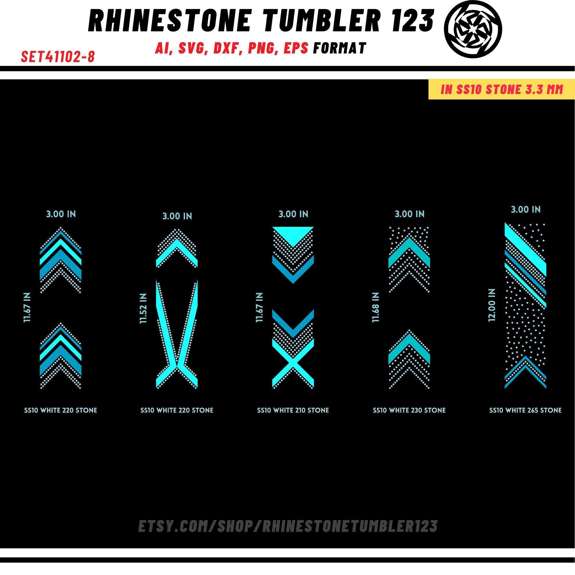 10 Cheer Bow Rhinestone Template With HTV, V Tail, 3 Inch Rhinestone ...