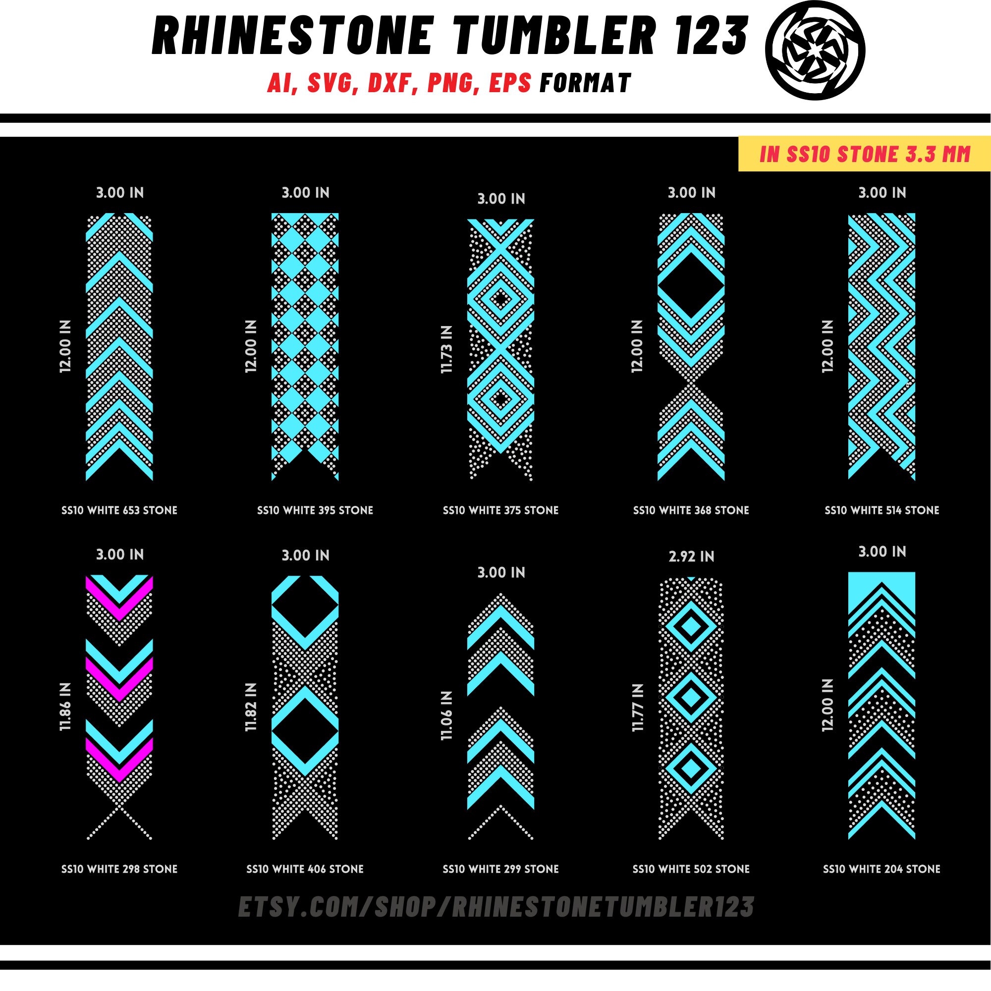 10 Cheer Bow Rhinestone Template With HTV, V Tail, 3 Inch Rhinestone ...