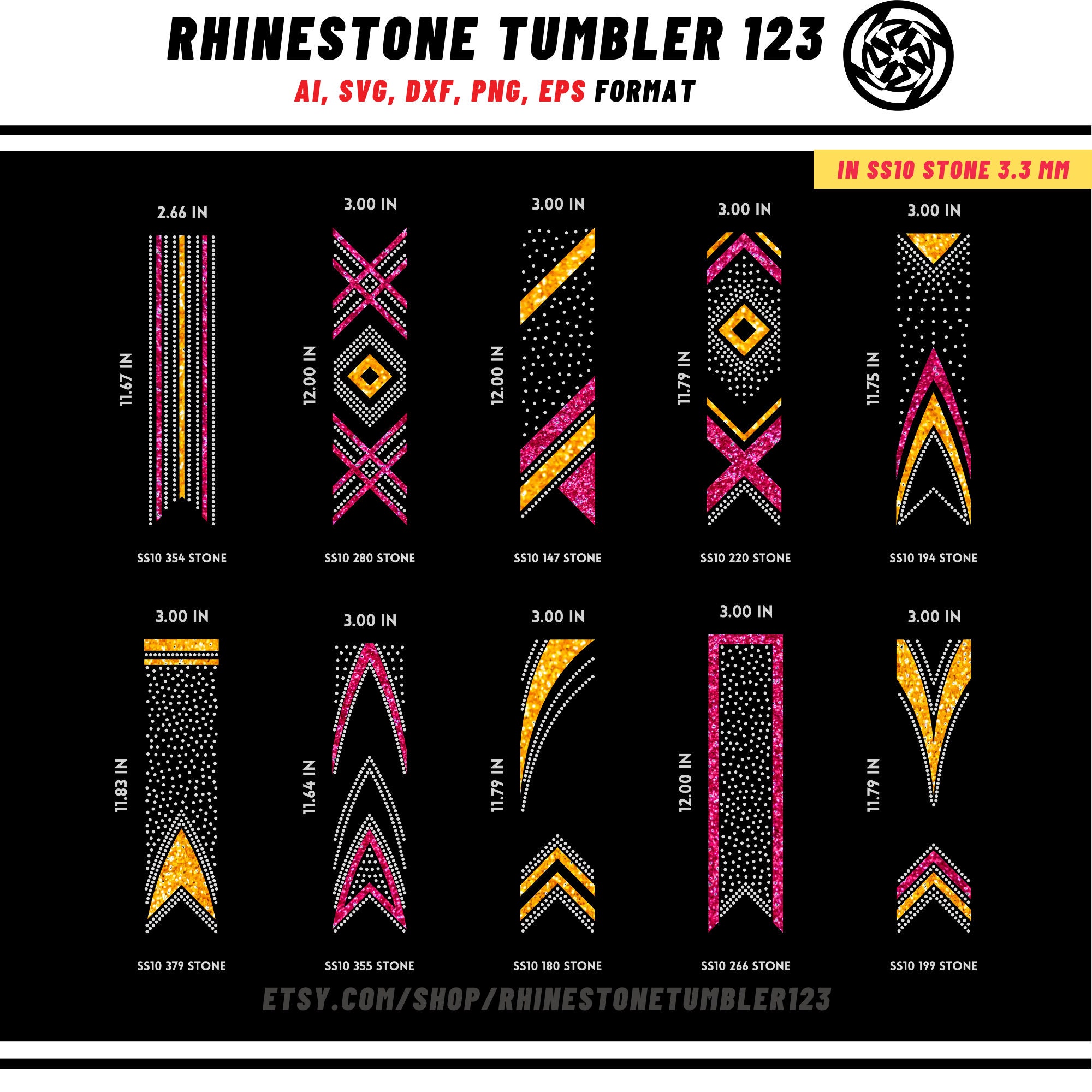 10 Cheer Bow Rhinestone Template With HTV, V Tail, 3 Inch Rhinestone ...