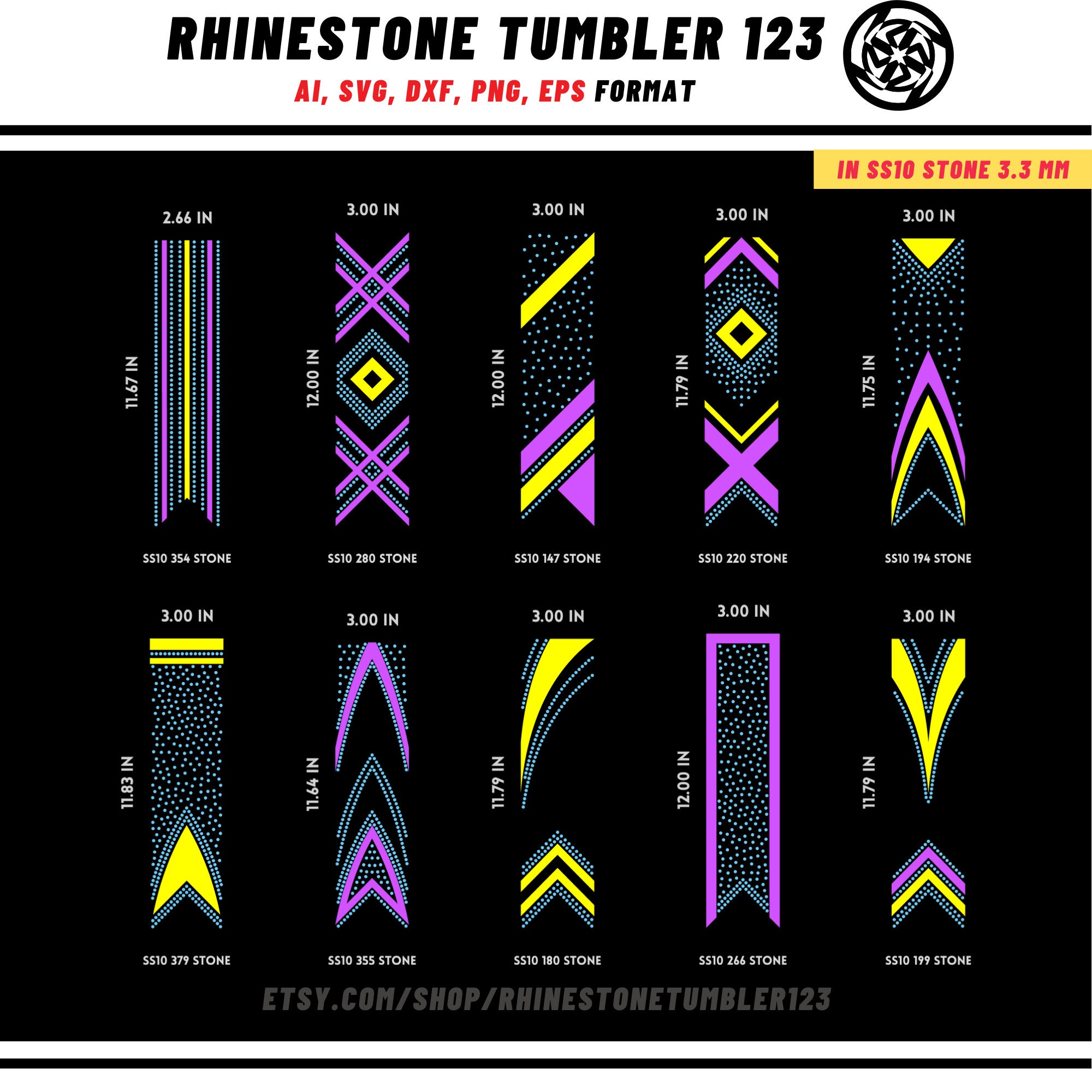 10 Cheer Bow Rhinestone Template With HTV, V Tail, 3 Inch Rhinestone ...