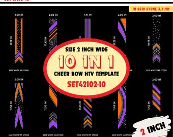 10 Cheer Bow Rhinestone Template With HTV, V Tail, 2 Inch Rhinestone ...