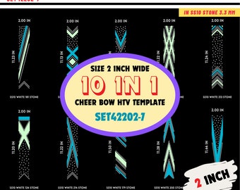10 Cheer Bow Rhinestone Template With HTV, V Tail, 2 Inch Rhinestone ...