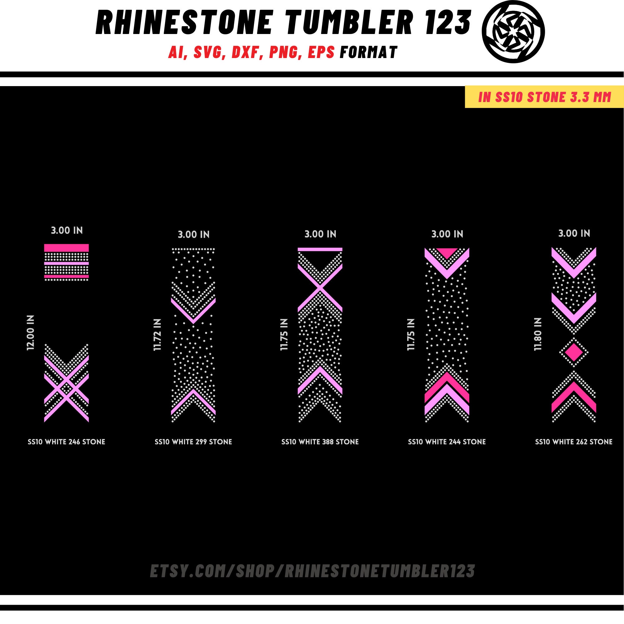 10 Cheer Bow Rhinestone Template With HTV, V Tail, 3 Inch Rhinestone ...