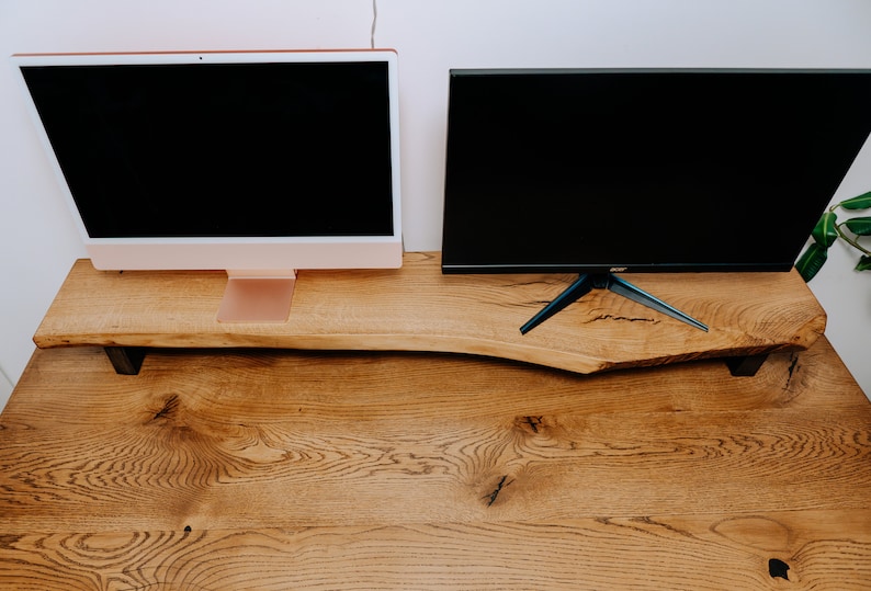 Solid Wood Monitor Stand/ Real Oak/ Stand Sit Desk Accessories/ Imac ...