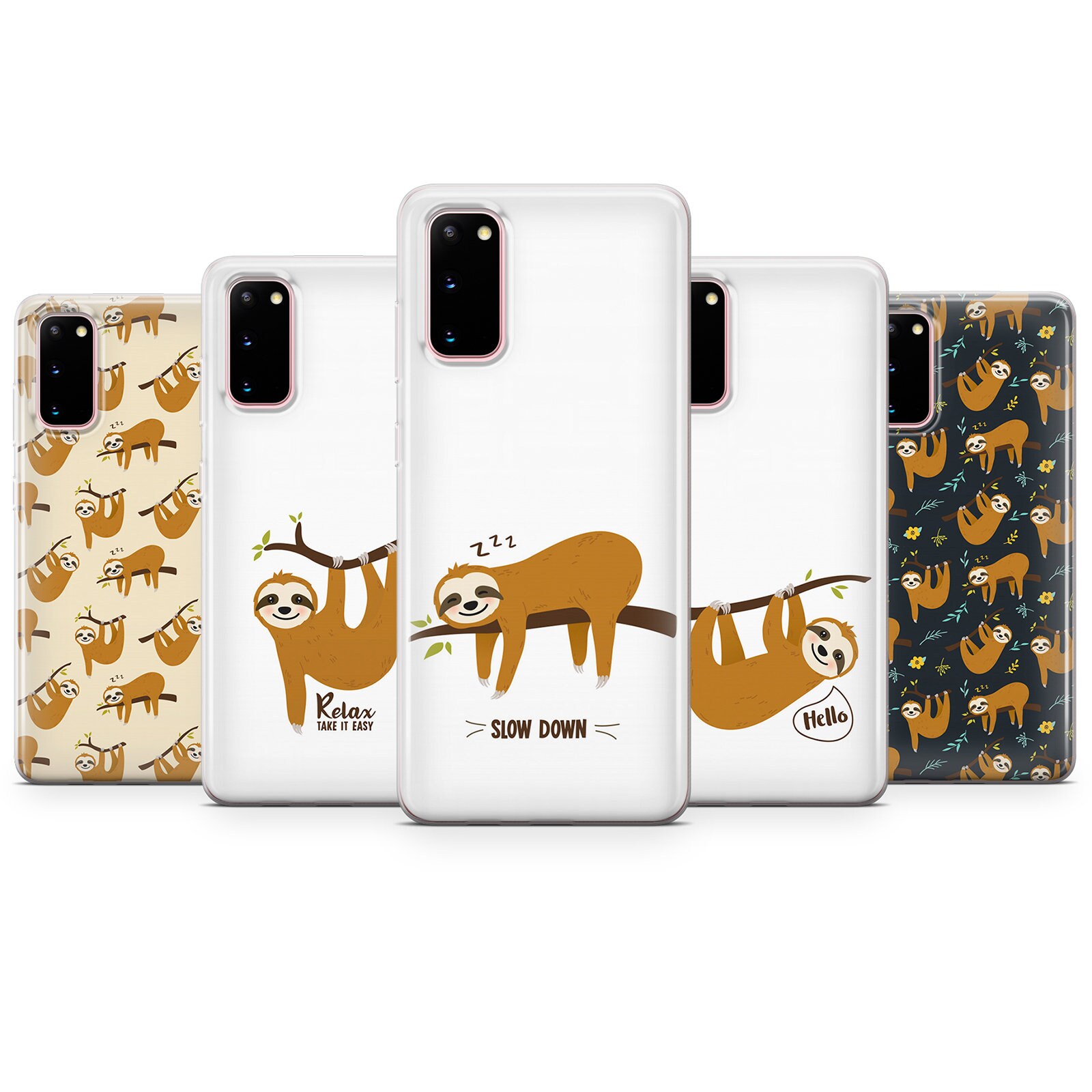 Sloth Smiling Funny ilustrated Happy Cute Lazy Sloth Art Case | Etsy