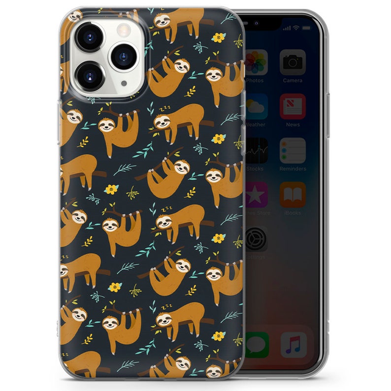 Sloth Smiling Funny Ilustrated Happy Cute Lazy Sloth Art Case | Etsy