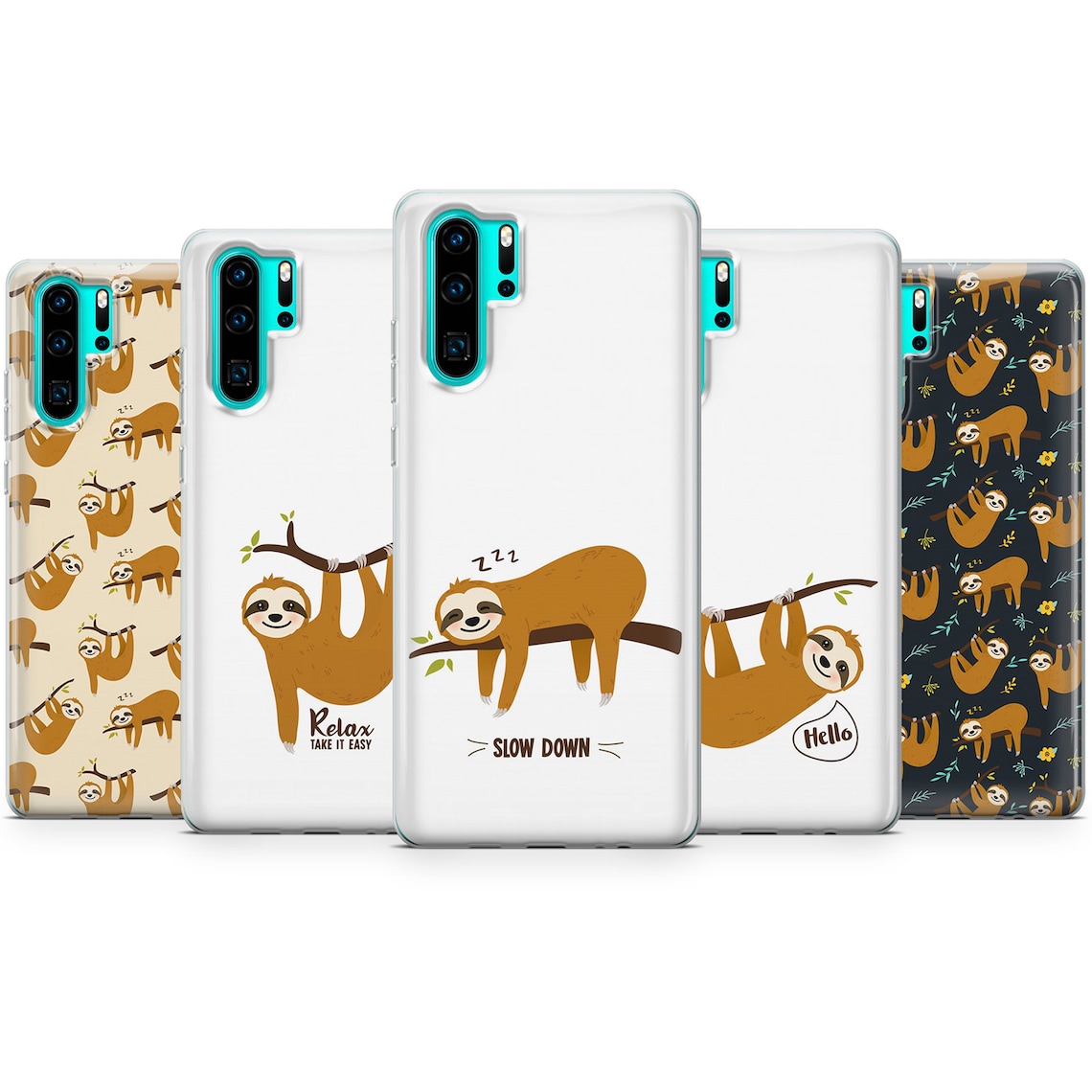 Sloth Smiling Funny Ilustrated Happy Cute Lazy Sloth Art Case | Etsy