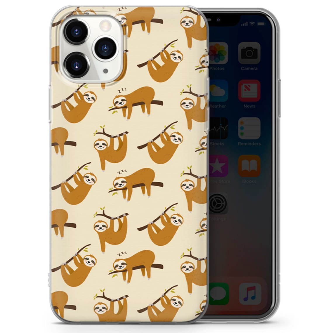 Sloth Smiling Funny Ilustrated Happy Cute Lazy Sloth Art Case | Etsy