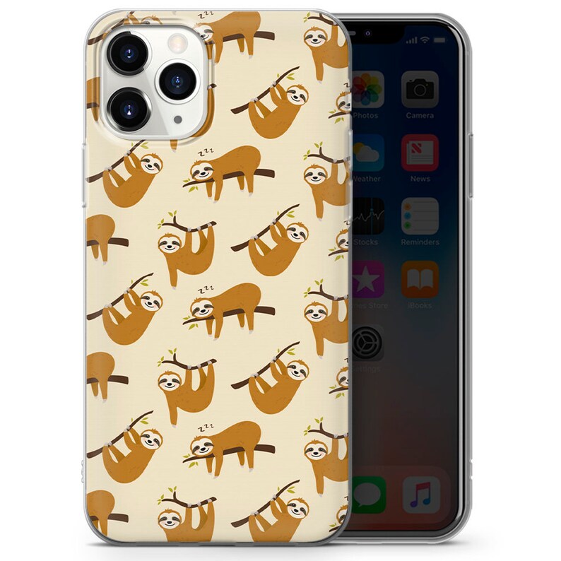 Sloth Smiling Funny Ilustrated Happy Cute Lazy Sloth Art Case - Etsy