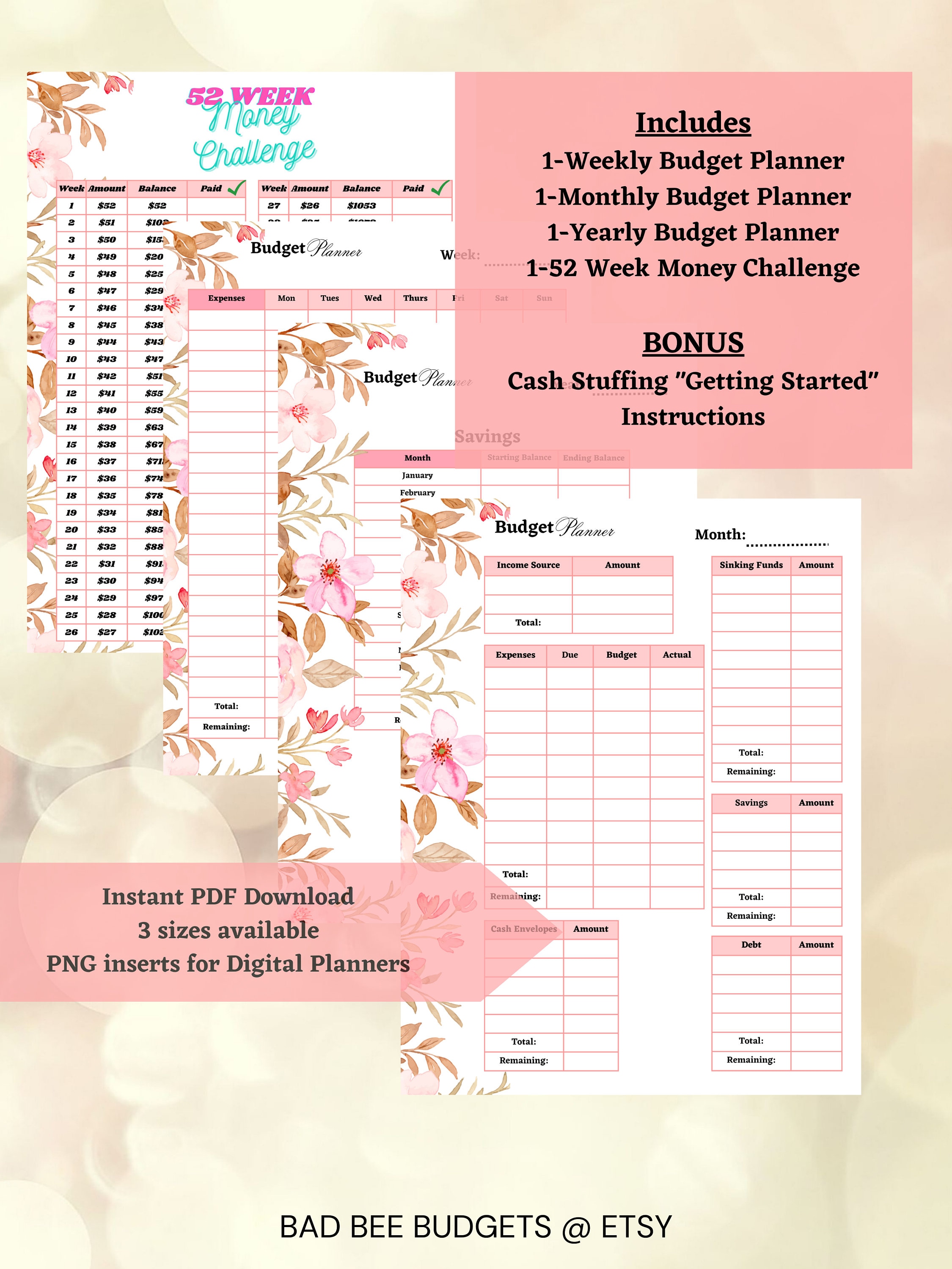 Pink Paycheck Budget Planner, Printable Budget Sheet, Budget Template ...