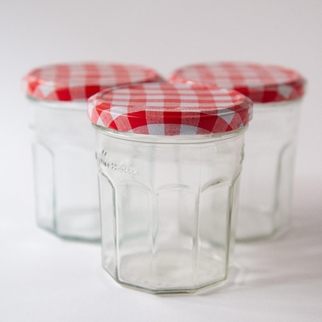 Set of 3 Bonne Maman 13 Ounce Jam Jars With Red Gingham Checked Lids ...