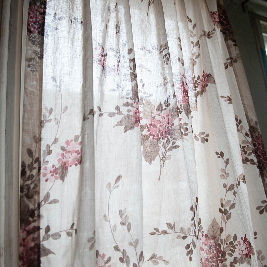 Vintage 72" X 24" Retro Springmaid Pinch Pleat Floral Cottagecore Sheer ...