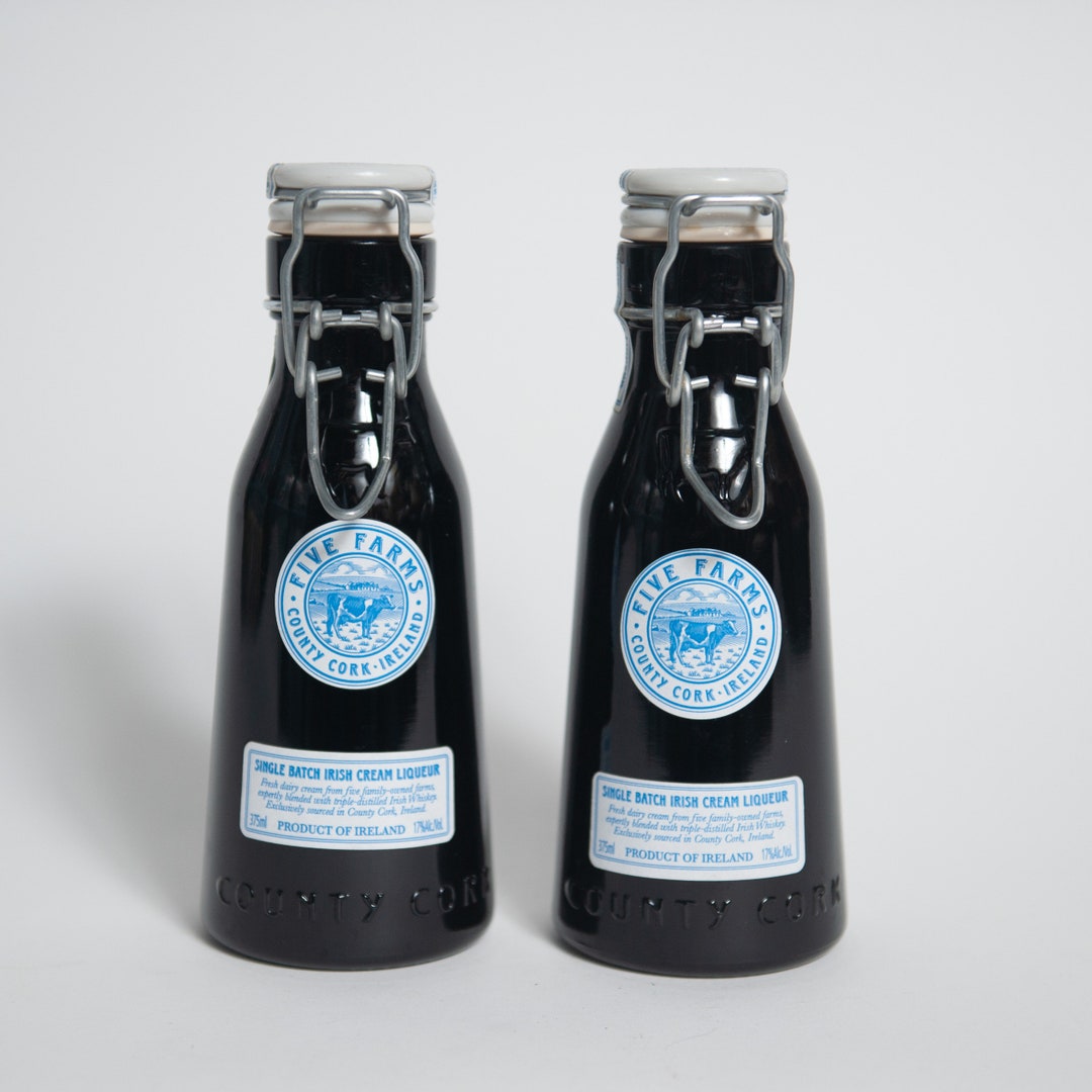 Set of 2 Five Farms County Cork Ireland Amber Brown Glass Irish Cream ...