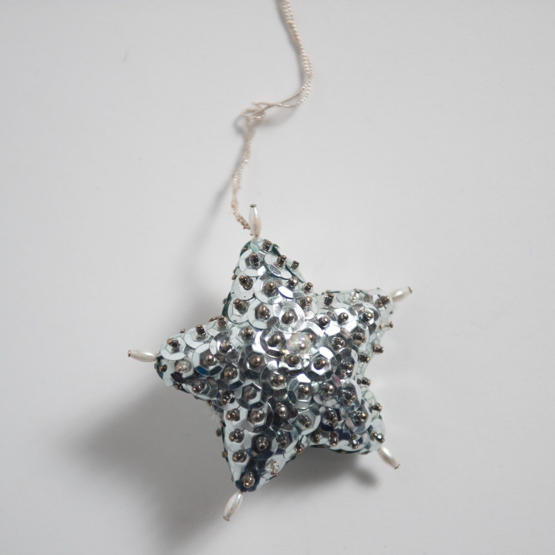 Vintage Handmade Sequin & Seed Bead Star Christmas Ornament - Etsy