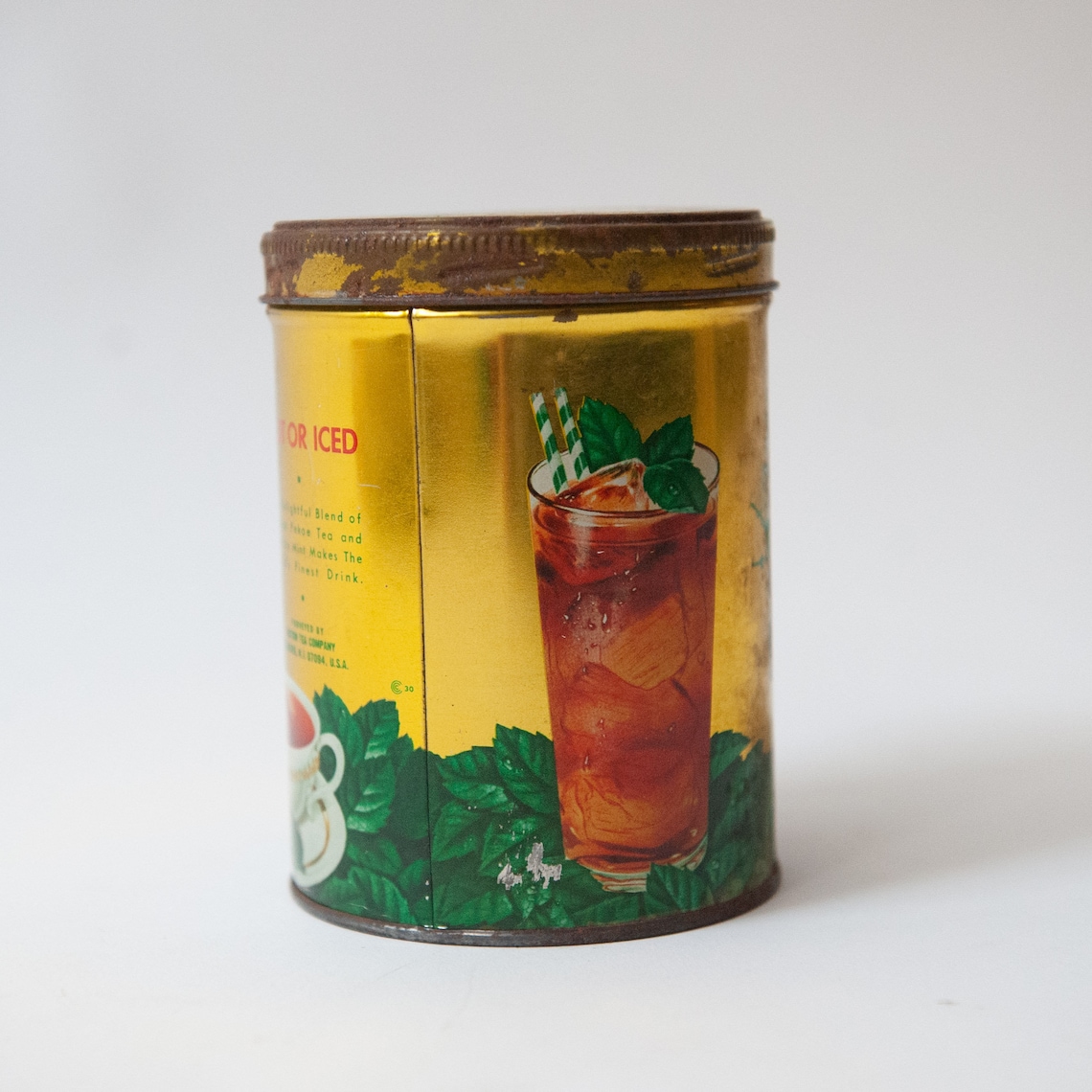 Vintage Boston's Mint Tea Tin Rustic Cylinder | Etsy