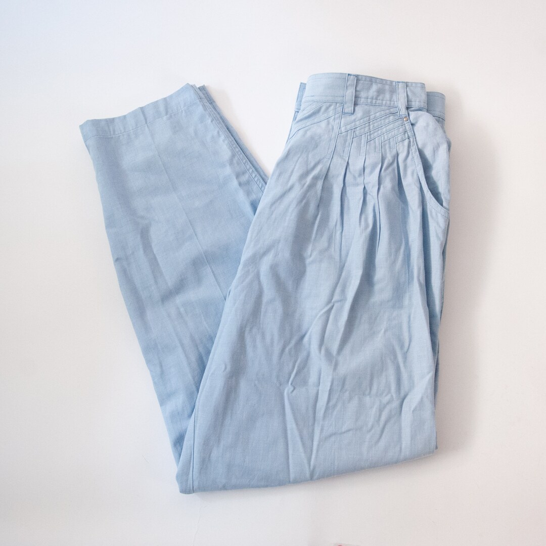 Vintage 80s Together! Ultra High Waist Cotton Mom Pants in Light Blue M ...