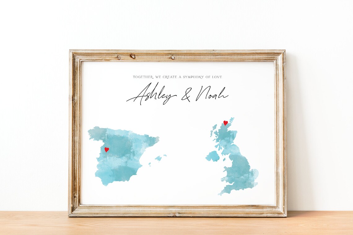 Custom Love Map Printable Long Distance Relationship Map - Etsy