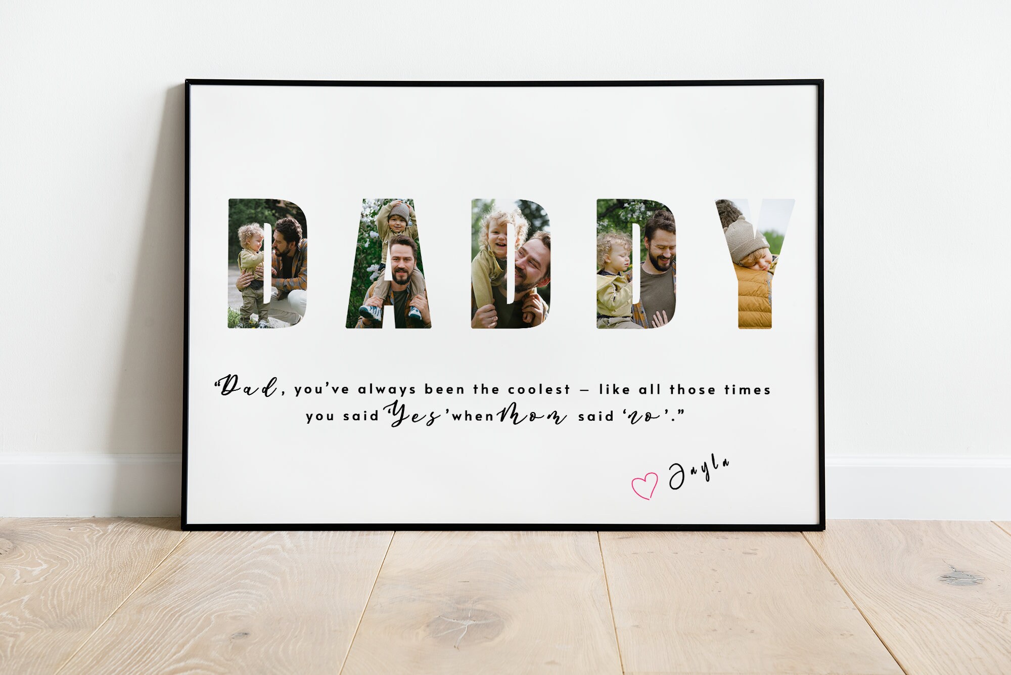 Daddy Photo Collage Custom Canvas Sign Framed Personalized - Etsy